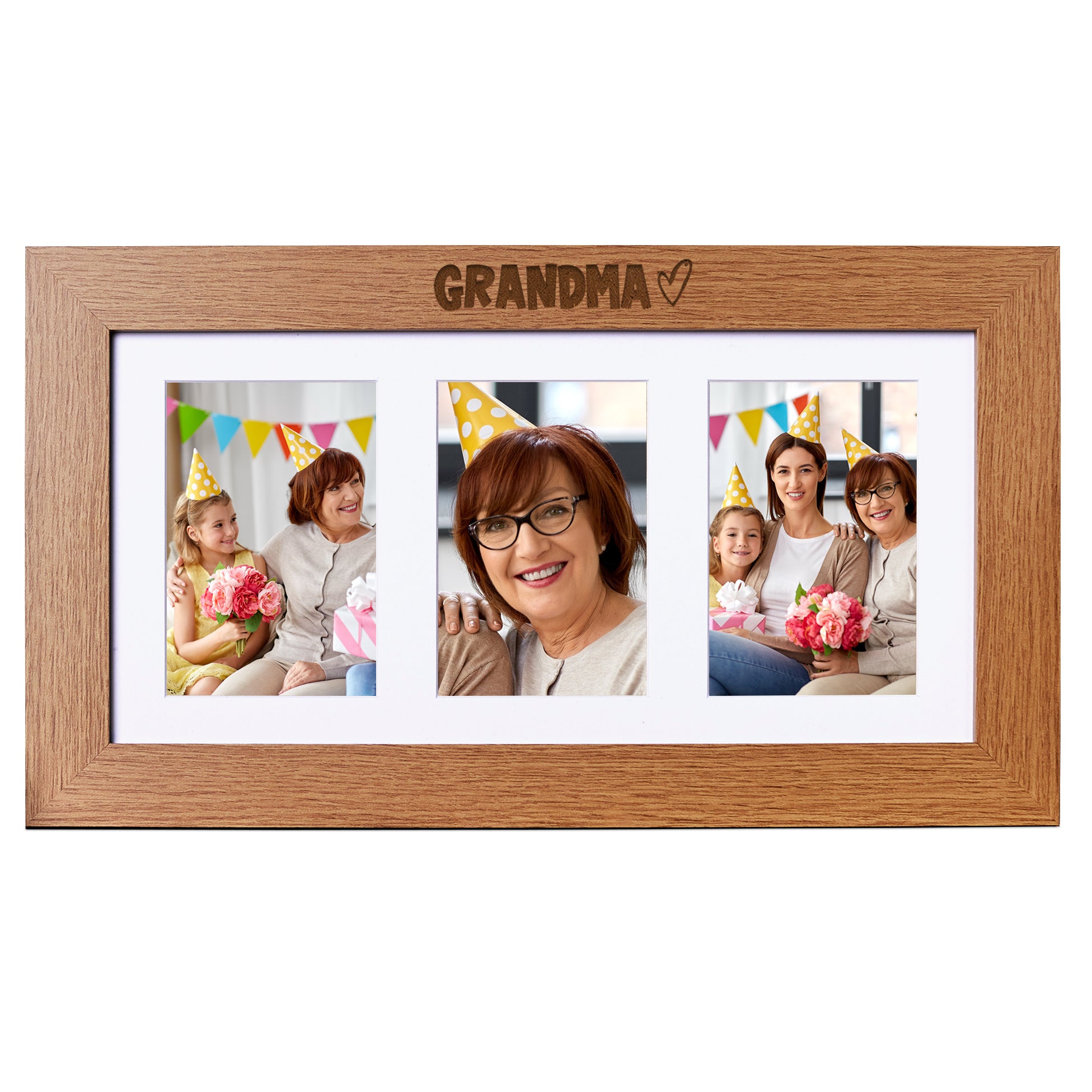 Grandma Wooden Triple Photo Picture Frame 6 x 4 – ukgiftstoreonline