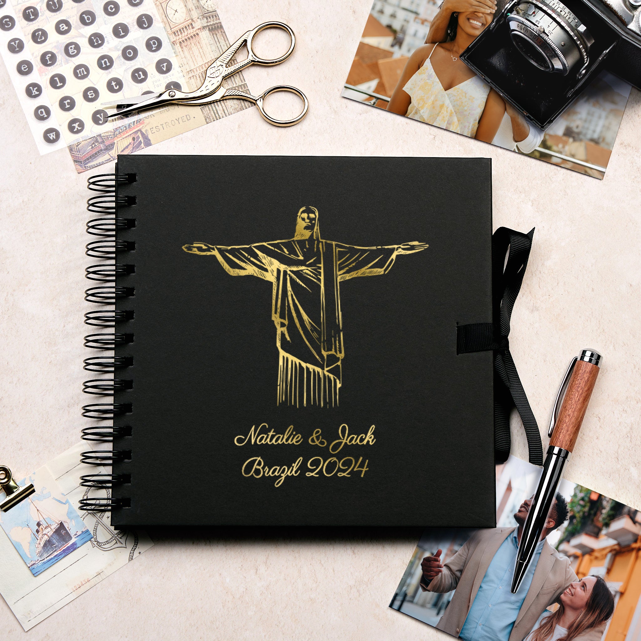 Personalised Brazil Keepsake Scrapbook Photo Album Foil Print ...