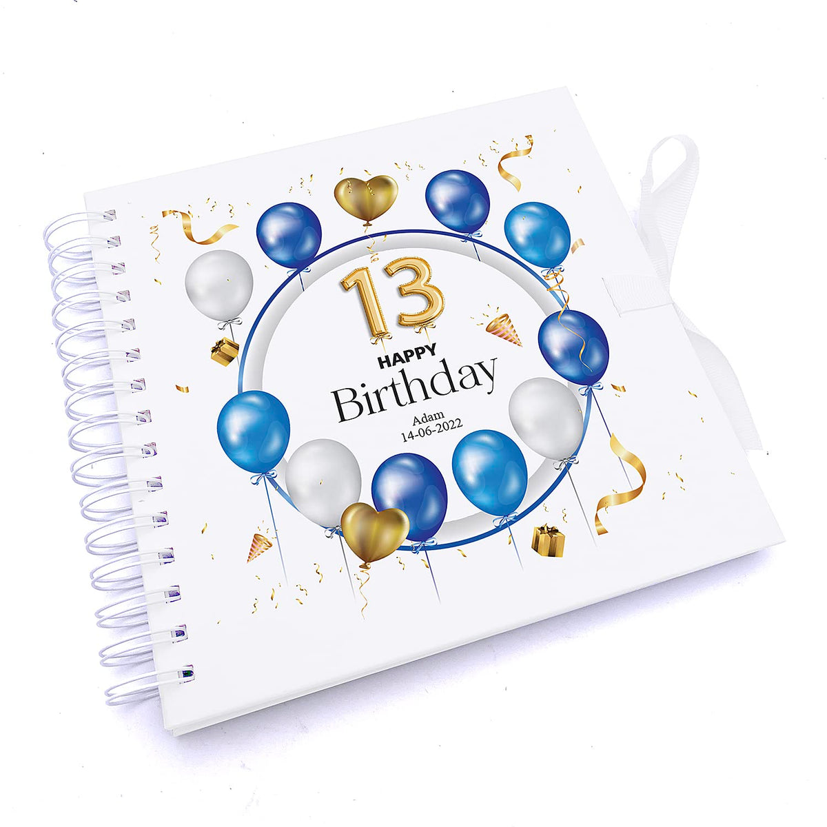 Buy Personalised 13th Birthday Blue Balloon Guestbook Scrapbook Photo ...