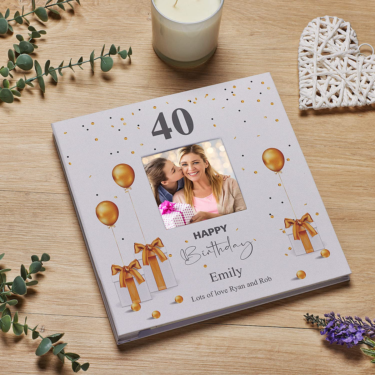 Buy Personalised 40th Birthday Photo Album Linen Cover With Gold ...