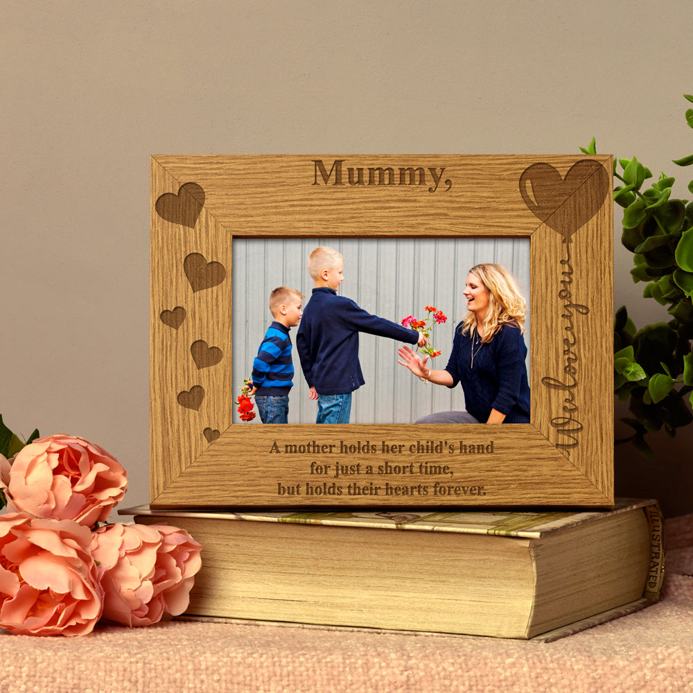 Personalised We Love Mummy Photo Frame Oak wood finish – ukgiftstoreonline