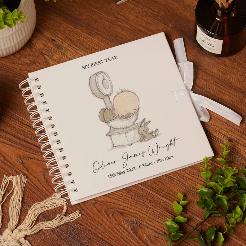 Buy Personalised Baby Birth Record Book My First Year With Scale Online ...
